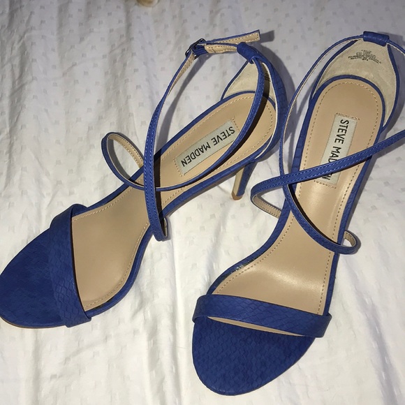 Steve Madden | Shoes | Steve Madden Royal Blue Snakeskin Look Strap ...